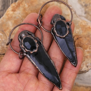 Antique Bronze Soldered Obsidian Arrow Pendant,large Raw Without ...