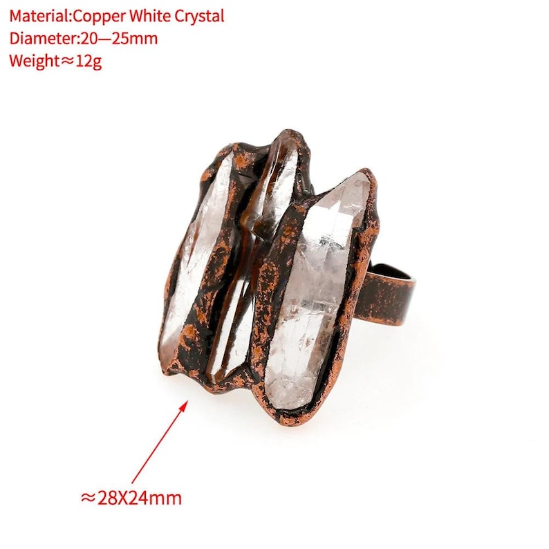 Gemstone Ring,antique Copper Solder Natural Crystal Column Rings ...