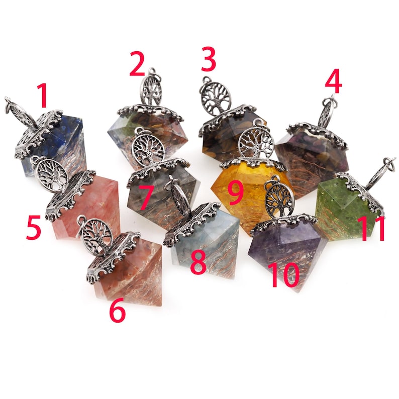 7 Chakra Crystal Pendulum Tree of Life Pendant for Dowsing Healing ...