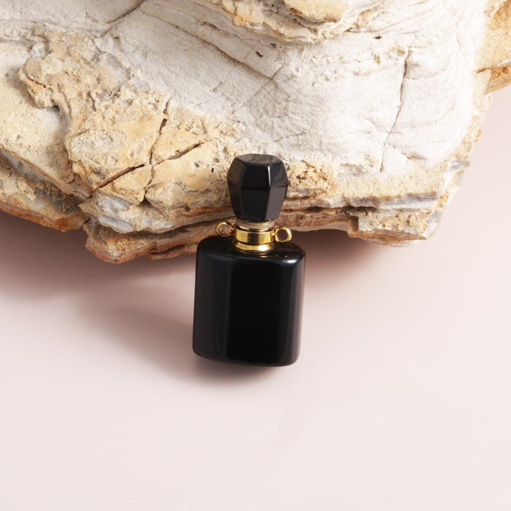 18K Gold Filled Natural Quartz Gemstone Perfume Bottle Pendant Charms ...