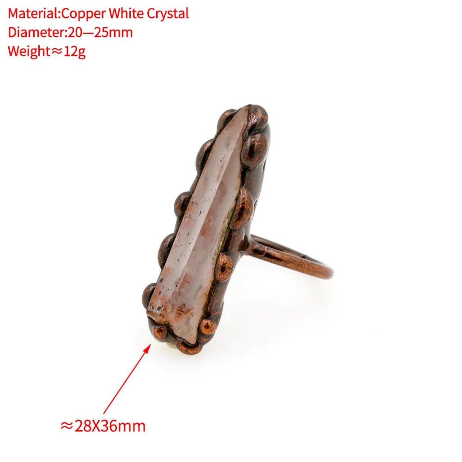 Gemstone Ring,antique Copper Solder Natural Crystal Column Rings ...