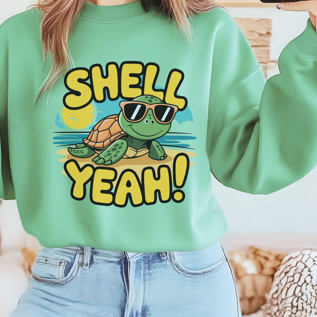 Shell Yeah Turtle Png, Cartoon Turtle Sublimation Design, Beach Summer ...