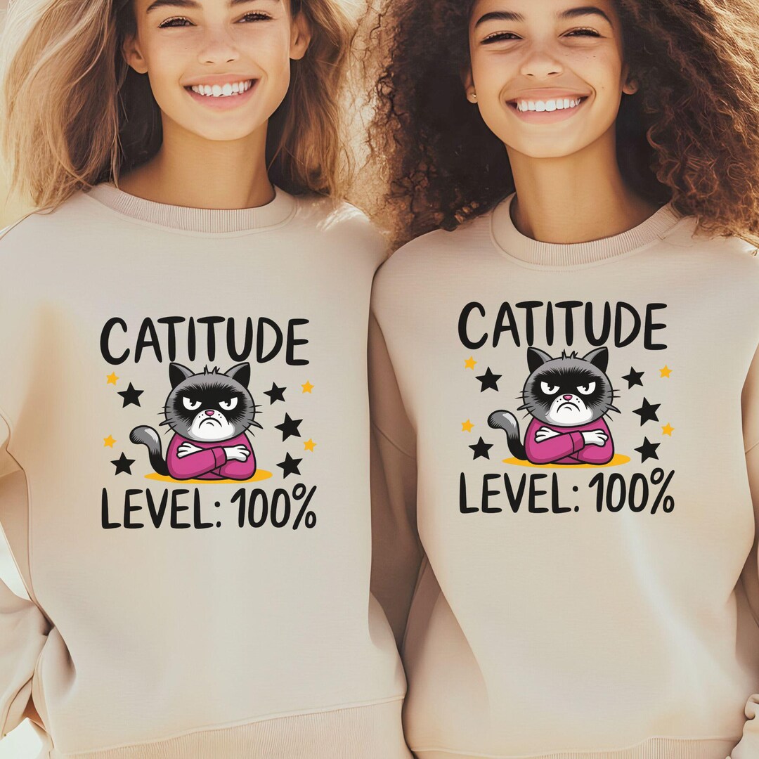 Catitude Level 100% Png, Cat Coquette Png, Grumpy Cat Sublimation ...