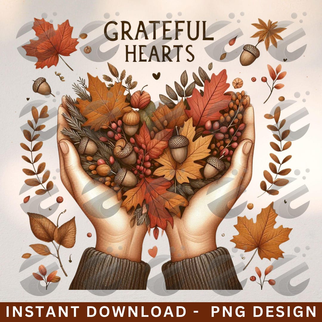 Grateful Hearts PNG, Thankful Blessed Sublimation Design,grateful ...