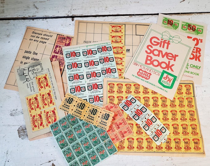 Vintage Grocery Store Stamps Booklets Pages for Journaling Green Stamps ...