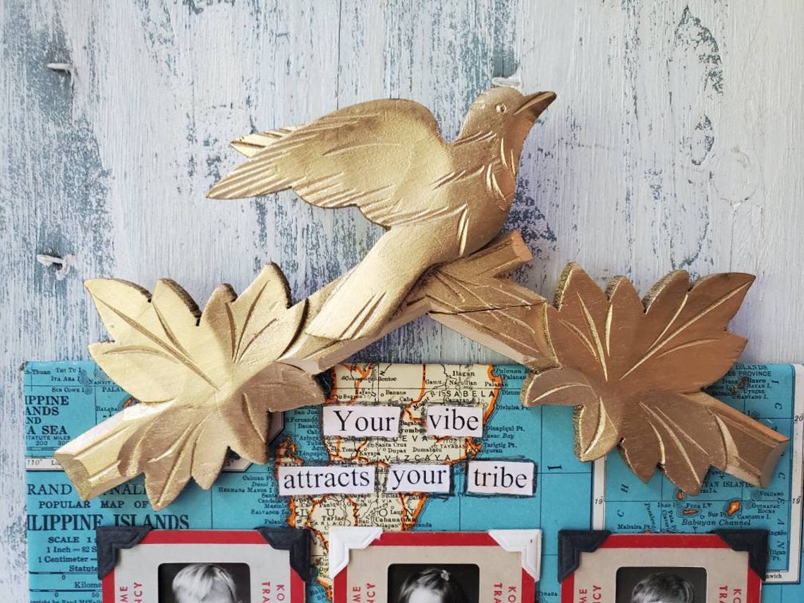 Mixed Media Collage Assemblage Map Art Tribe Children - Etsy