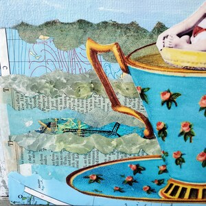 Mixed Media Collage Art , Beach Sea Ocean Girl Decor , Folk Art 8x10 ...