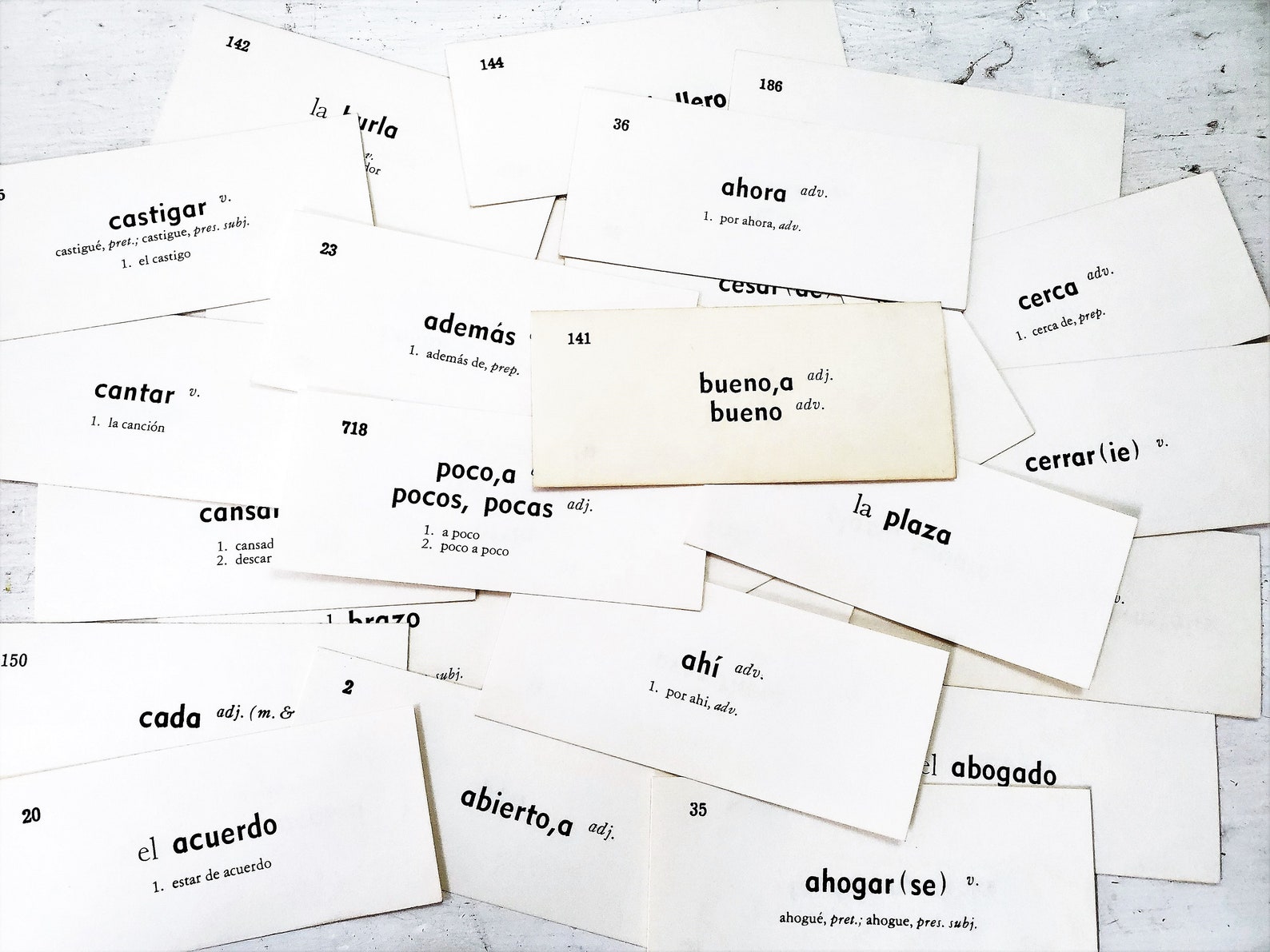 30 vintage Spanish flash cards Spanish to English vocabulary | Etsy