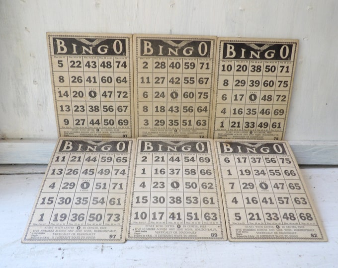 6 Vintage Bingo Cards , Eagle 1930s-40's Card Mixed Media Ephemera ...