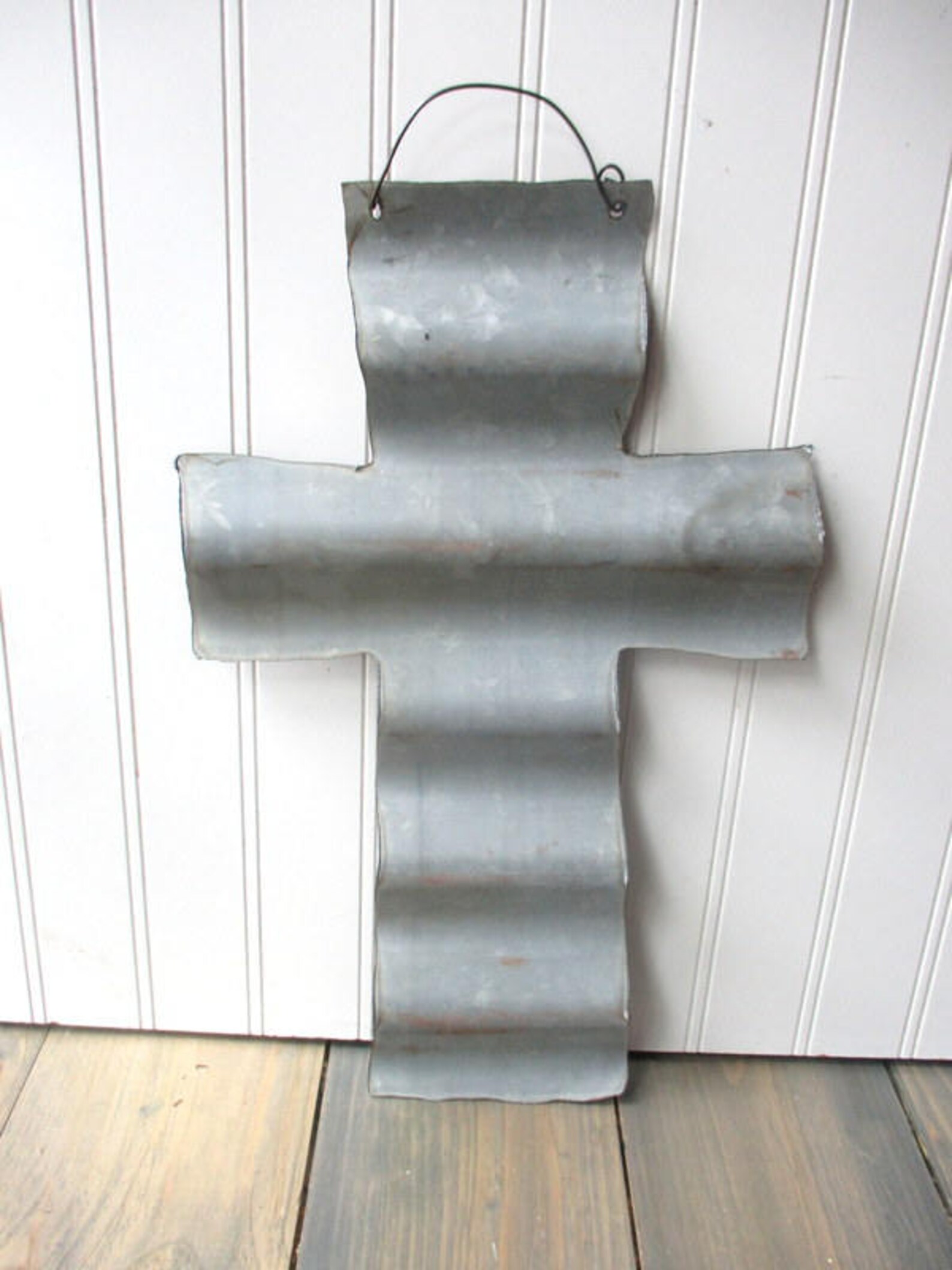 Reversible Corrugated Tin Cross Rusty and Galvanized With - Etsy