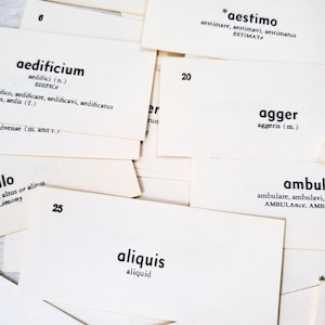 30 Vintage Latin Flash Cards, Latin to English Vocabulary Card , Vis-ed ...