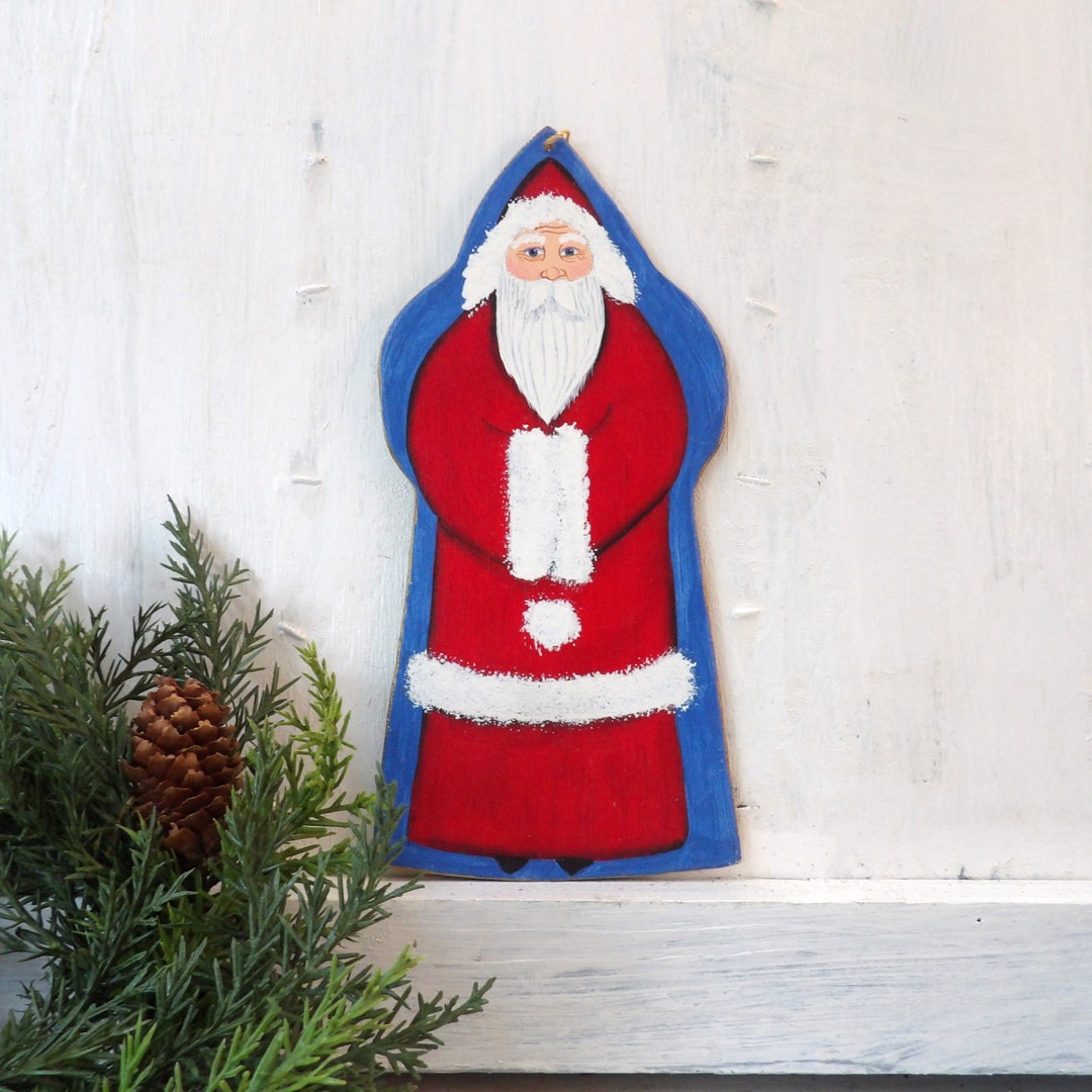 Red Father Christmas Santa Ornament , Belsnickel Pere Noel Handmade ...