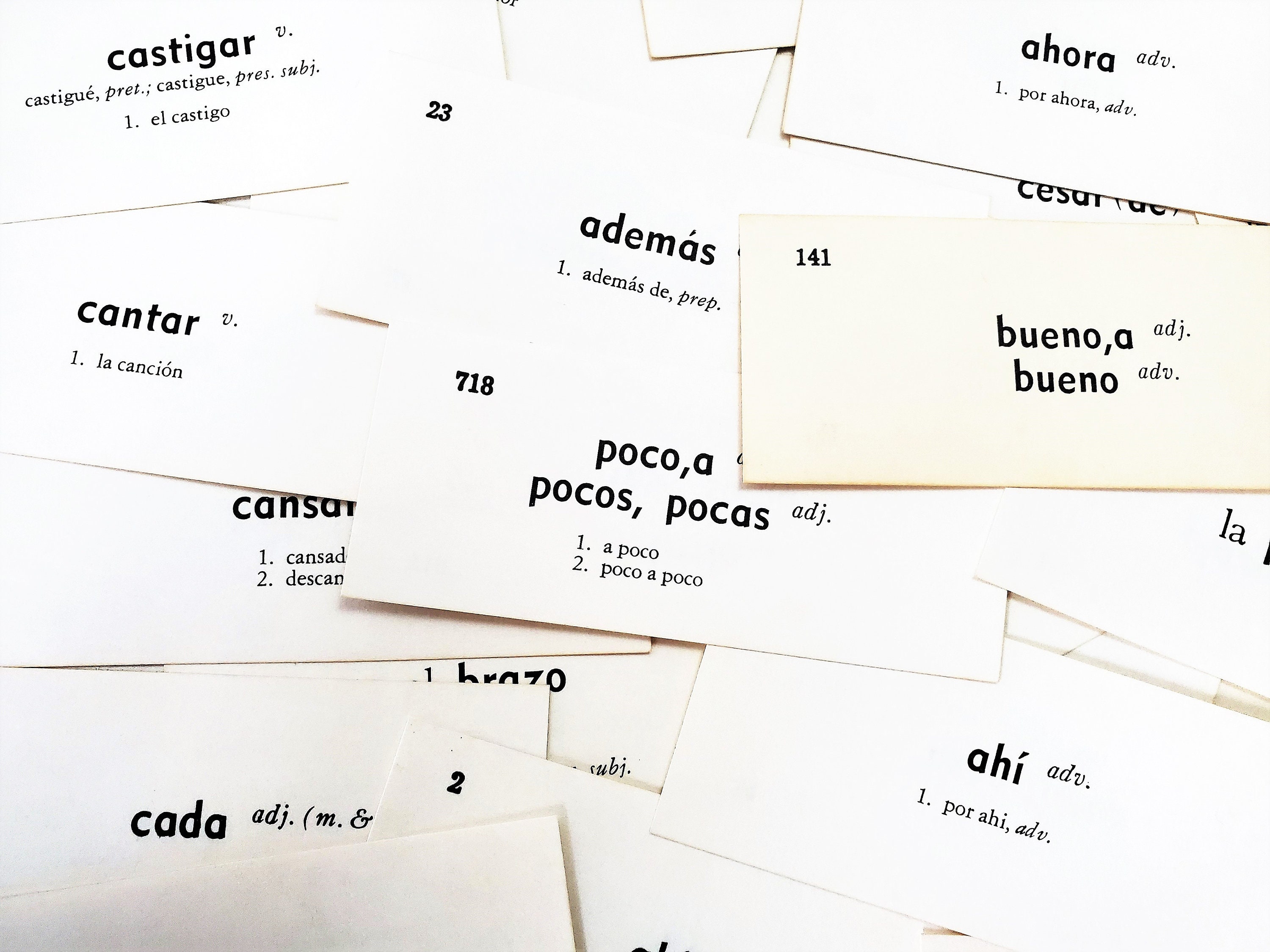 30 vintage Spanish flash cards Spanish to English vocabulary | Etsy