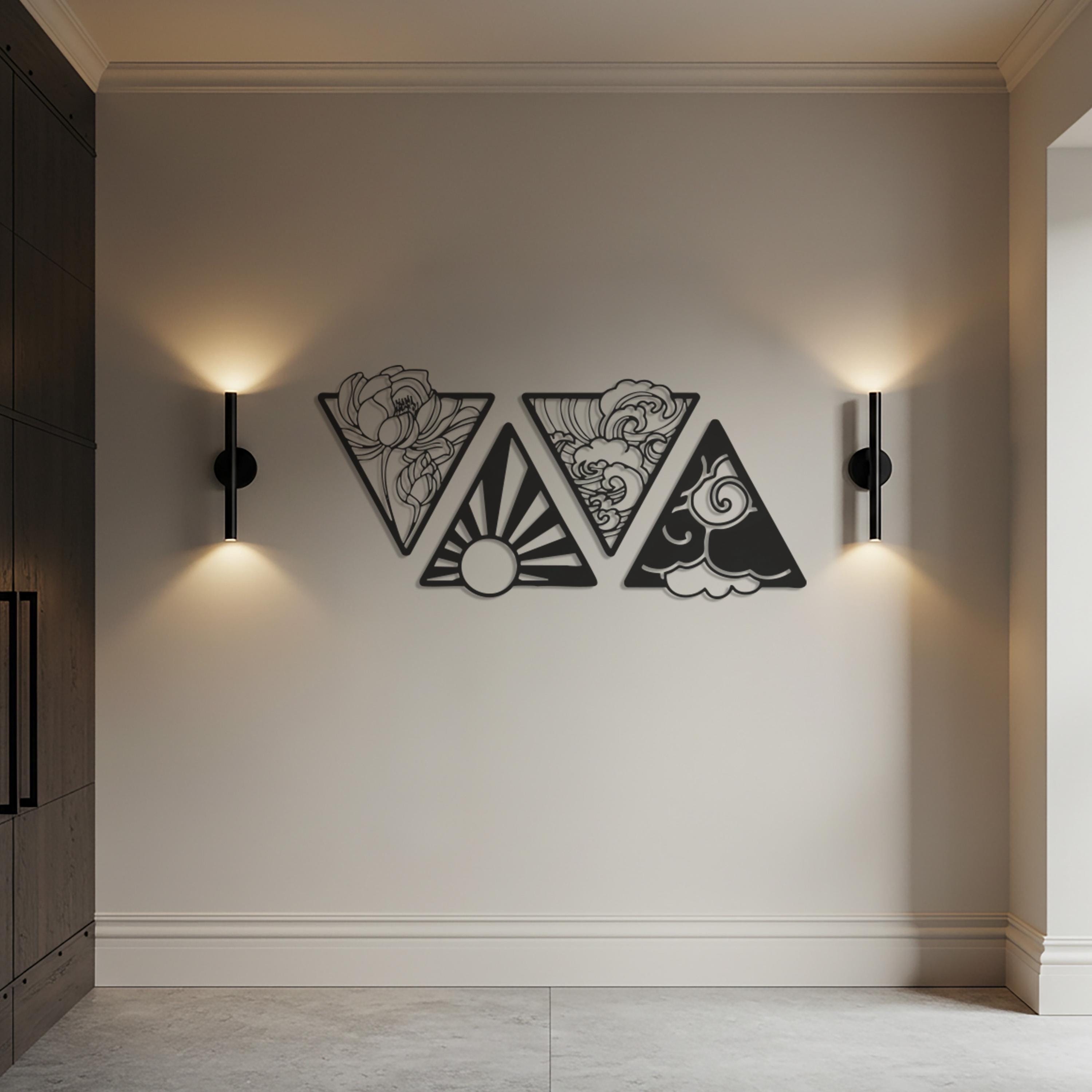 Geometric Triangle Wall Art, Abstract Wall Decor, Modern Metal Wall ...