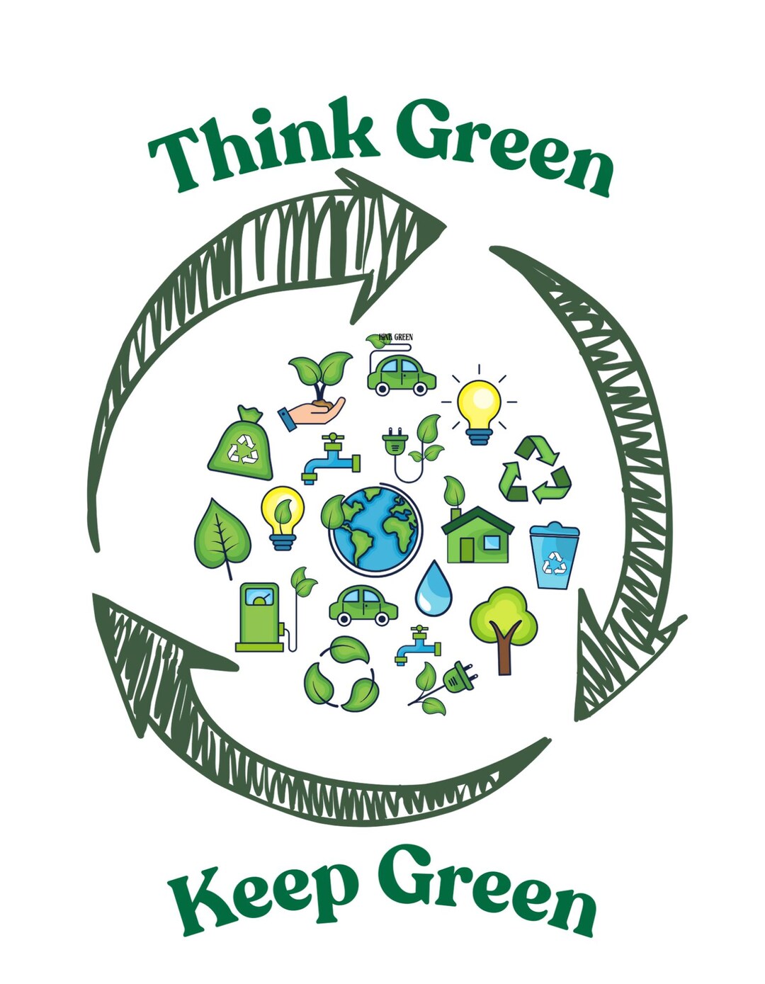Eco Friendly PNG Design, Think Green Keep Green Digital Art, Zero Waste ...