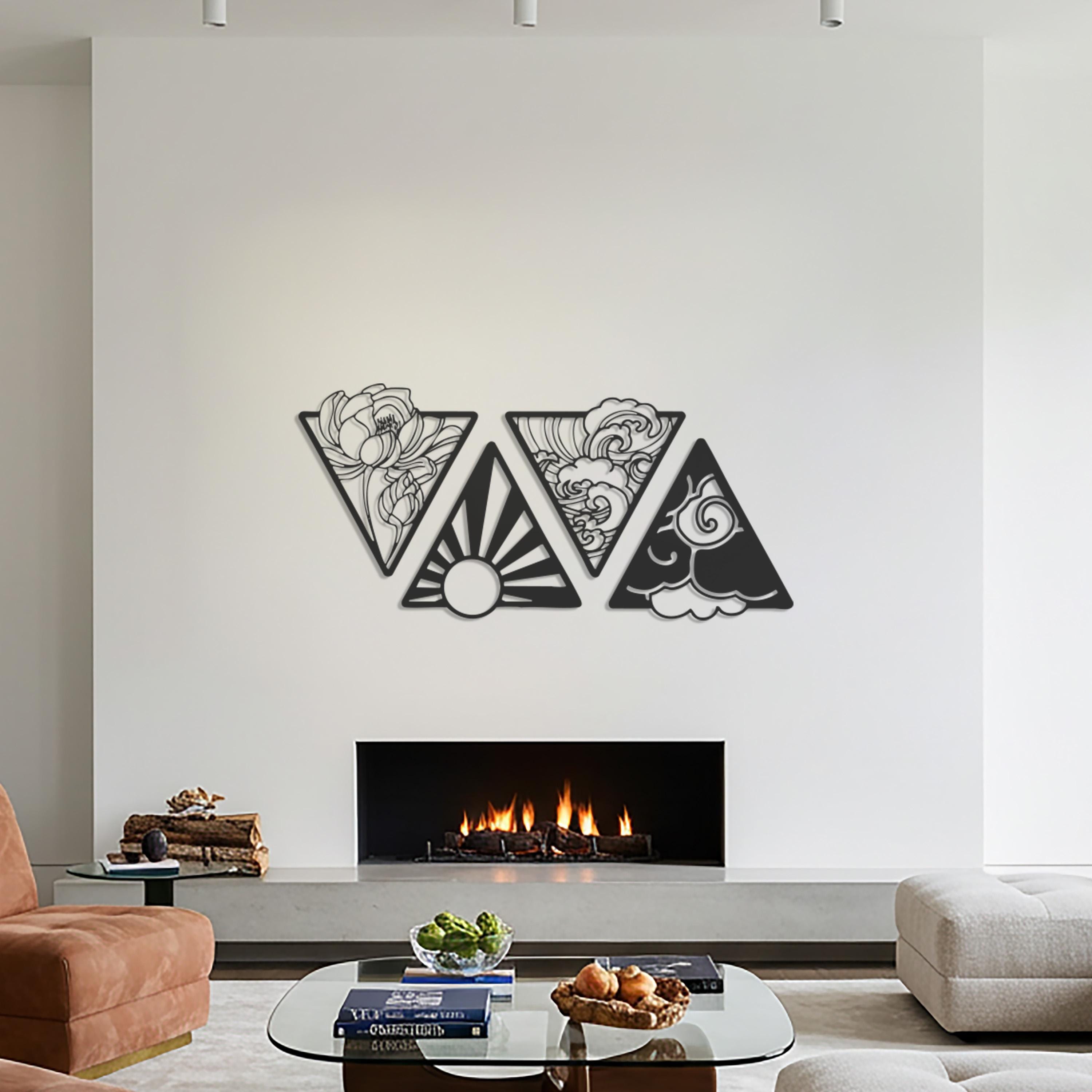 Geometric Triangle Wall Art, Abstract Wall Decor, Modern Metal Wall ...