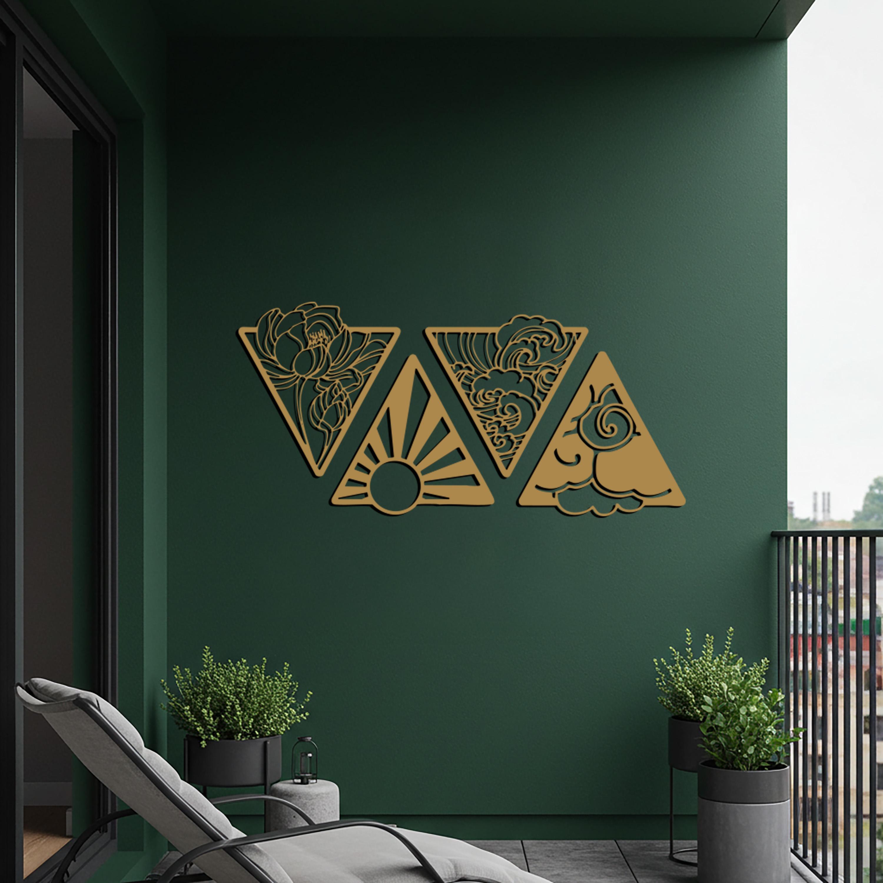 Geometric Triangle Wall Art, Abstract Wall Decor, Modern Metal Wall ...