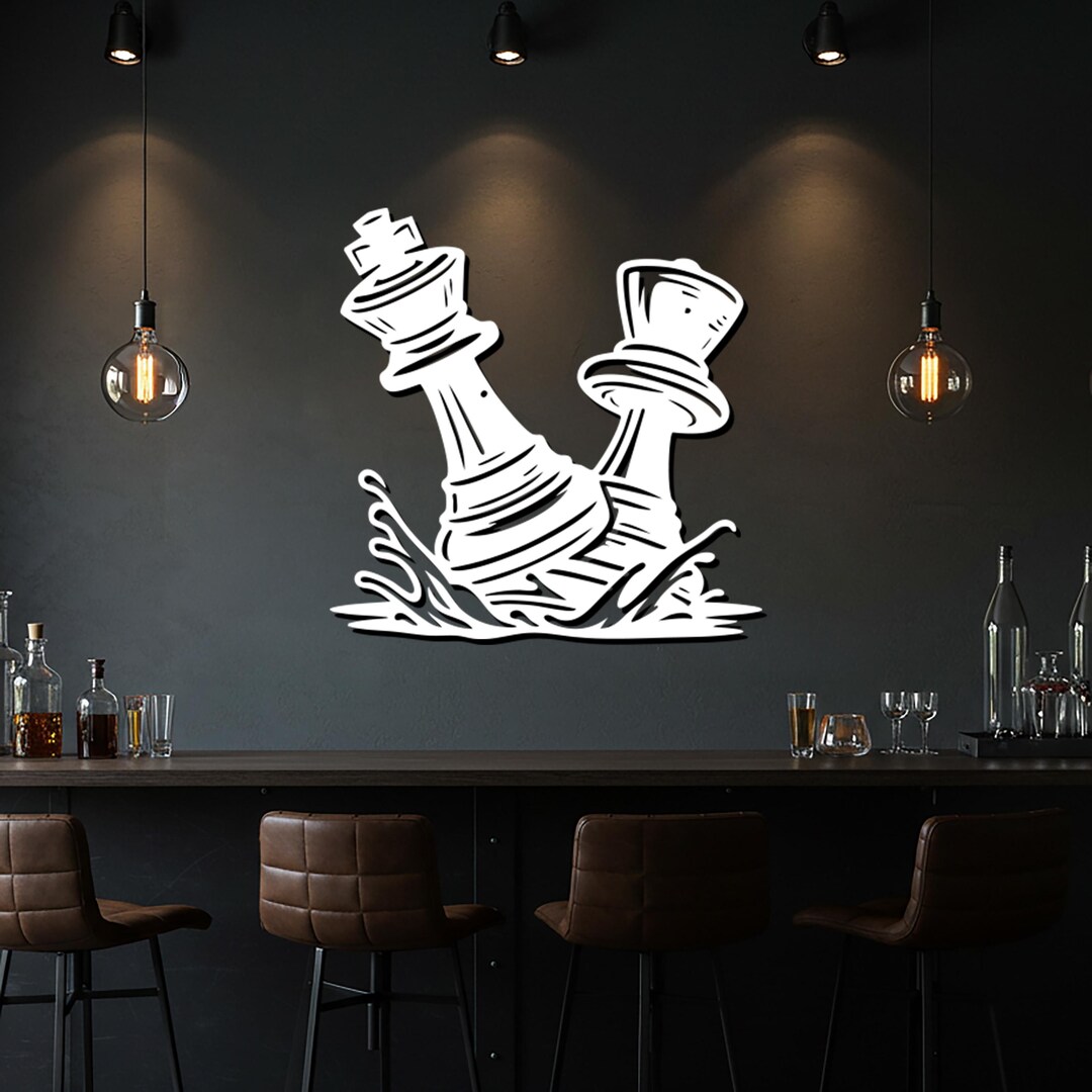 Metal Wall Art, Chess Wall Art, King Queen Decor, Modern Decor ...