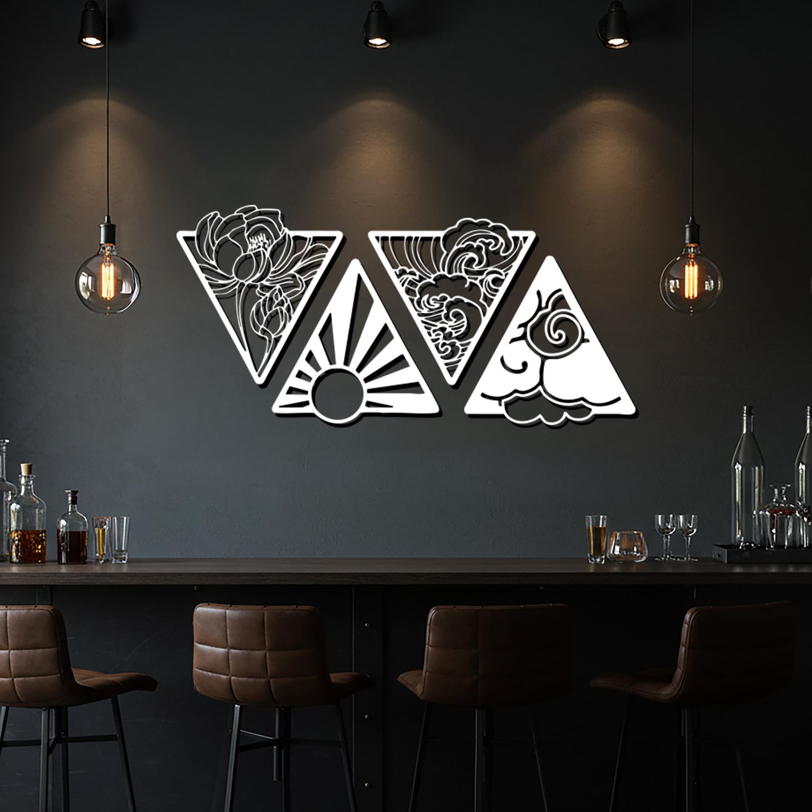Geometric Triangle Wall Art, Abstract Wall Decor, Modern Metal Wall ...