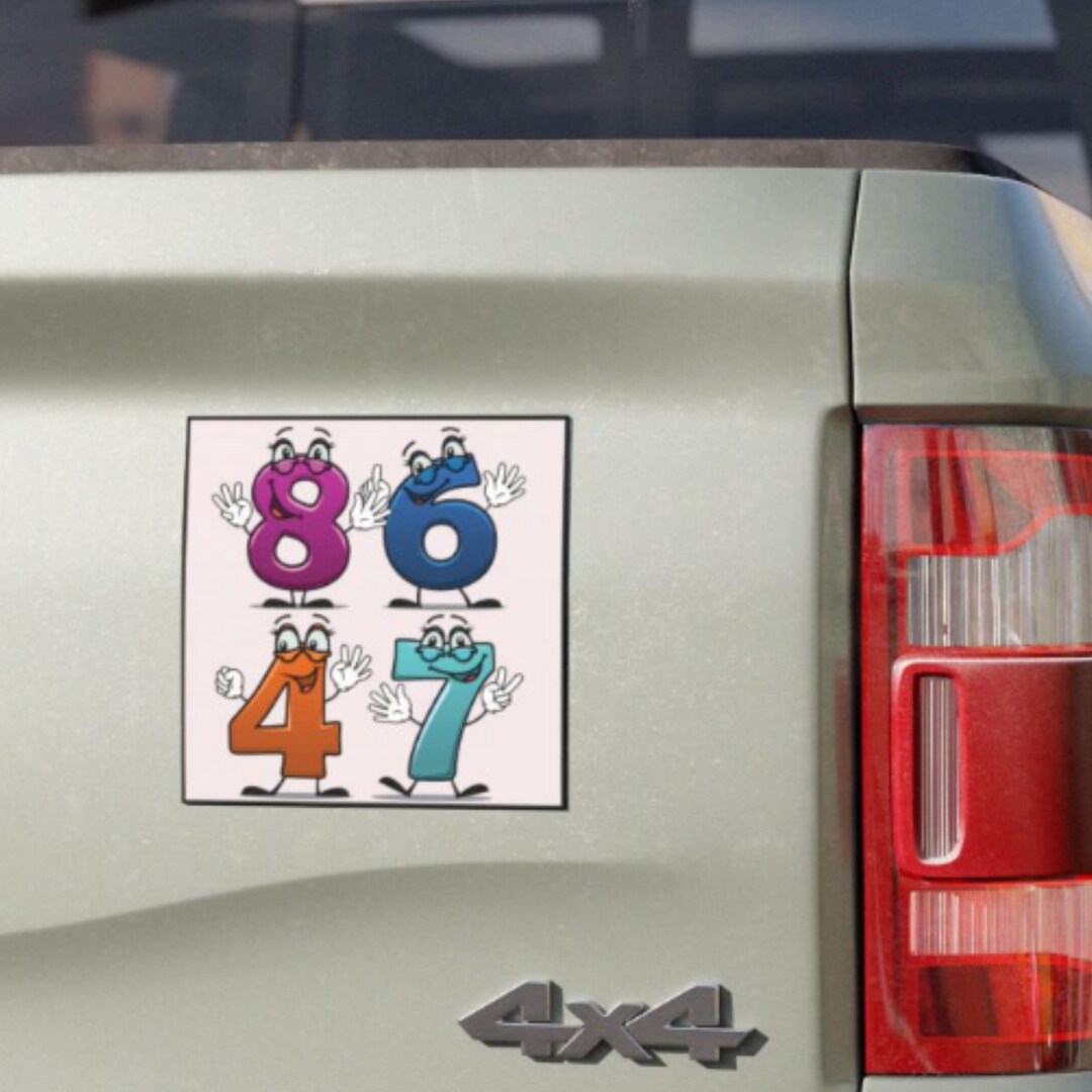 Funny Numbers Car Magnet: Weatherproof Vinyl Bumper Decal (5x5 In) - Etsy