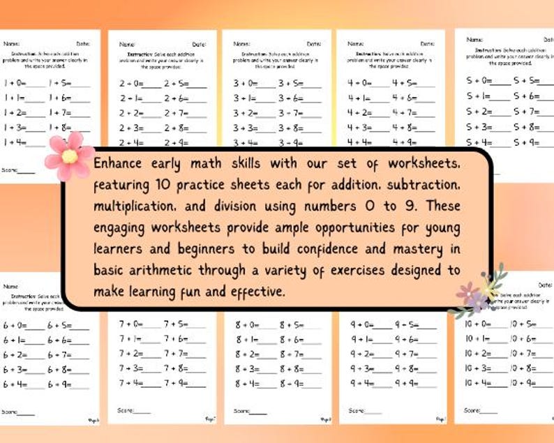 Math Worksheets 0 to 9 Numbers Addition,subtraction,multiplication and ...