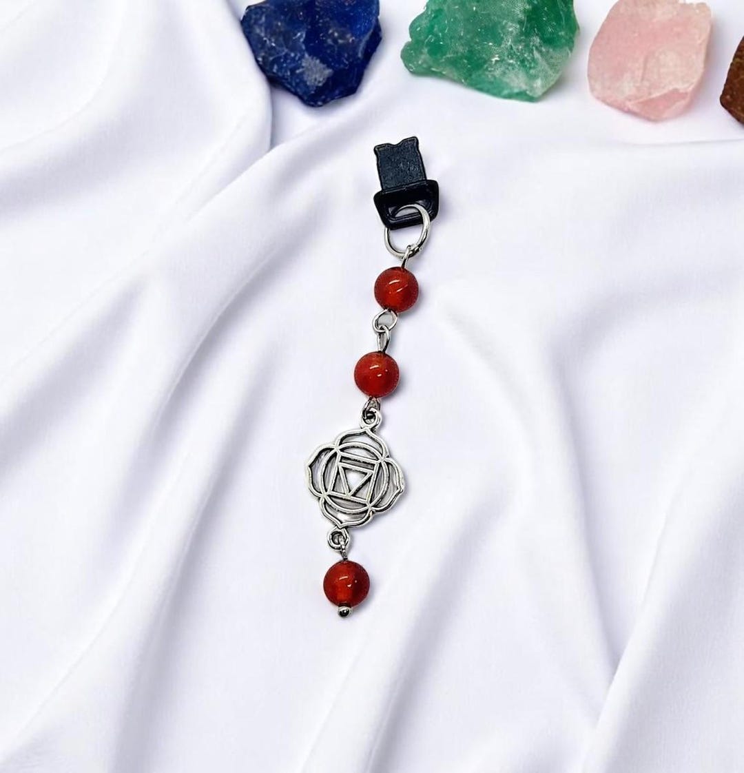 Root Chakra Gemstone Beaded Dust Plug Charm, USBC Charm, iPhone Charm ...