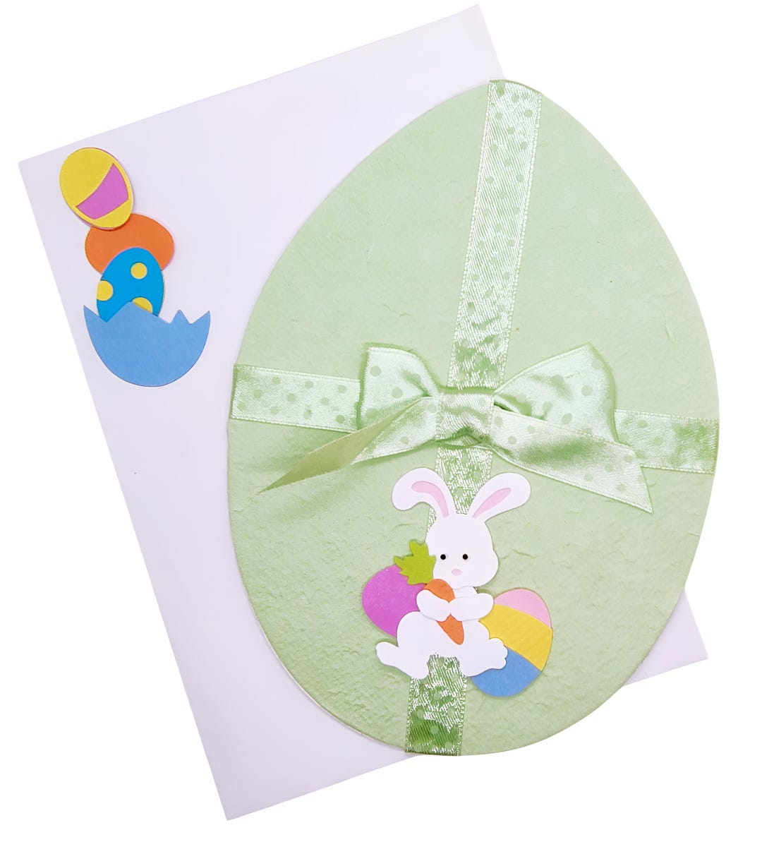 Egg Shaped Easter Bunny Rabbit Easter Greeting Card - Handmade Easter ...