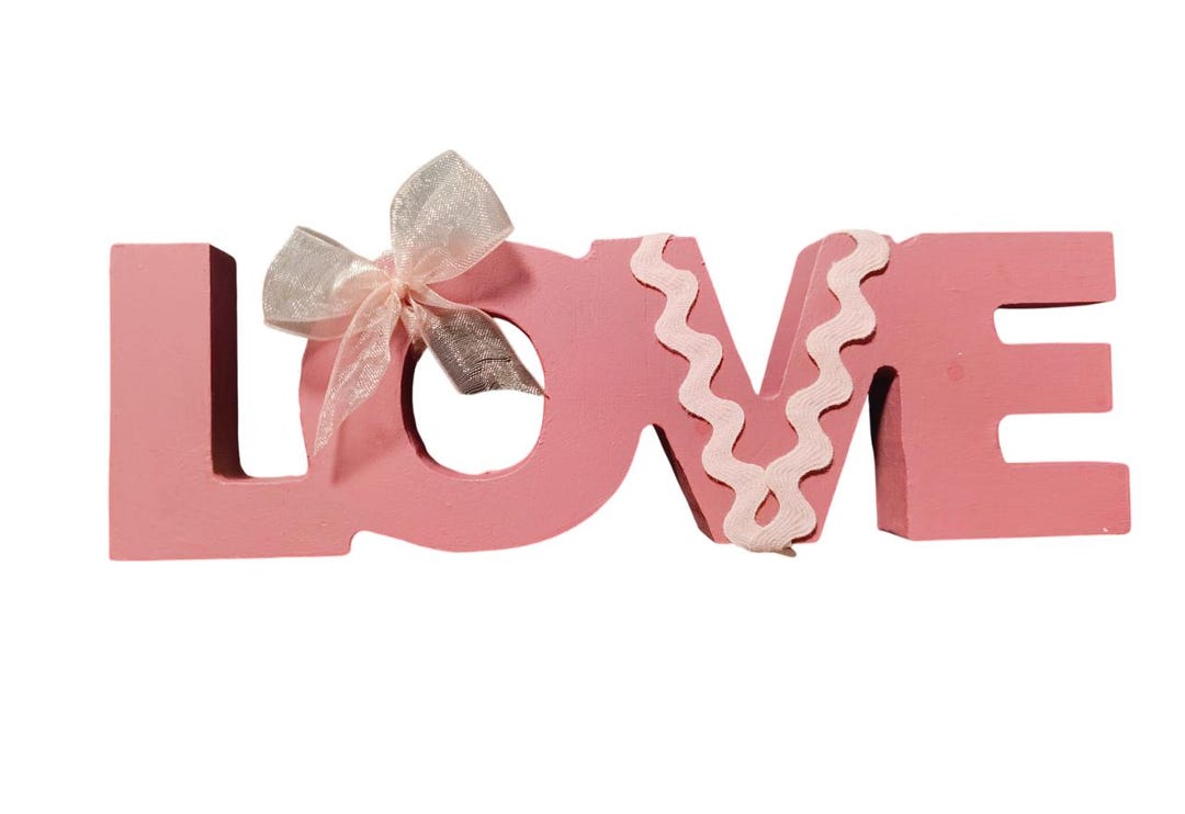 Small Wooden Decorative LOVE Shelf Sitter - Valentine's Day Knick Knack ...