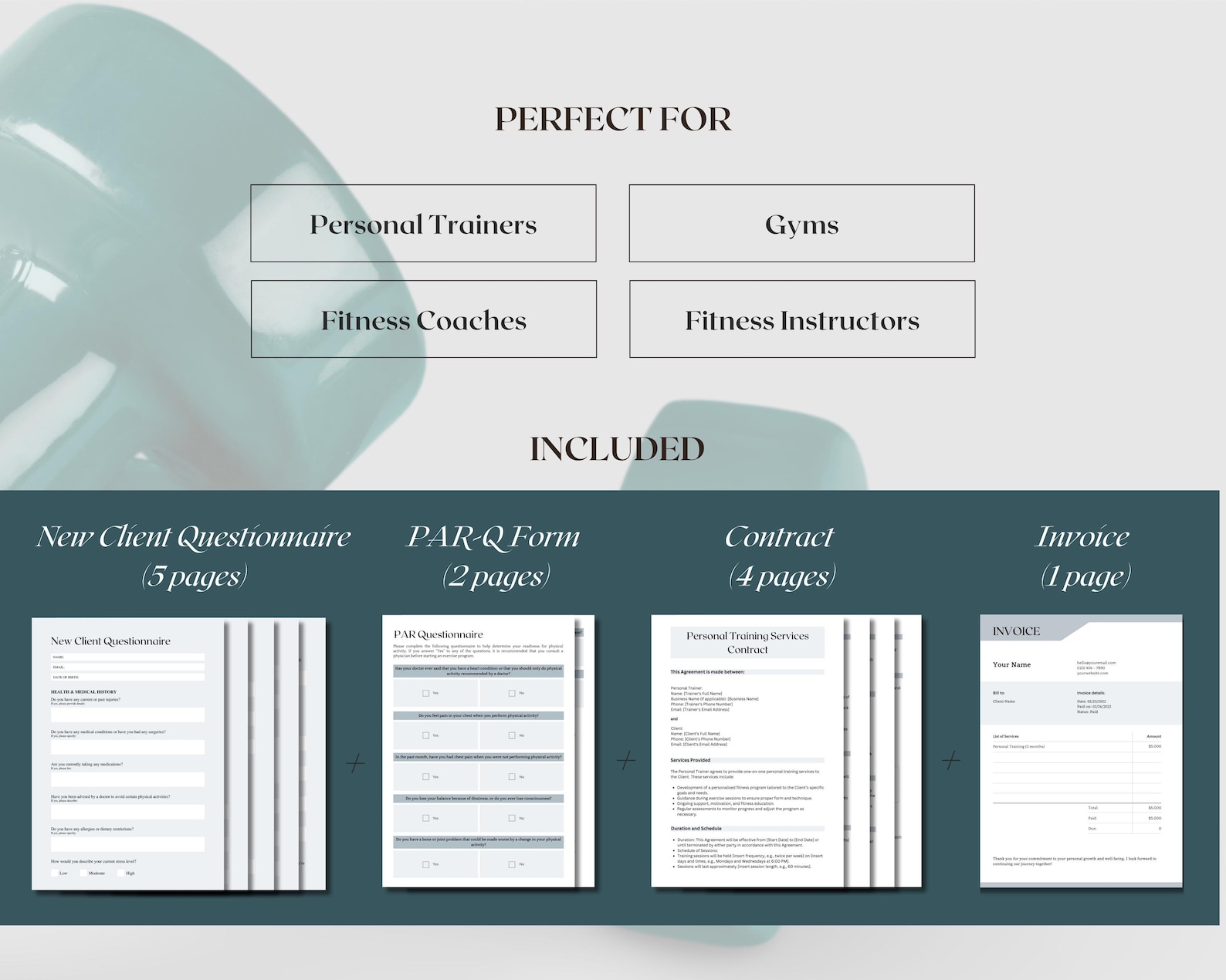 Professional Personal Trainer Templates: Contract, Invoice ...