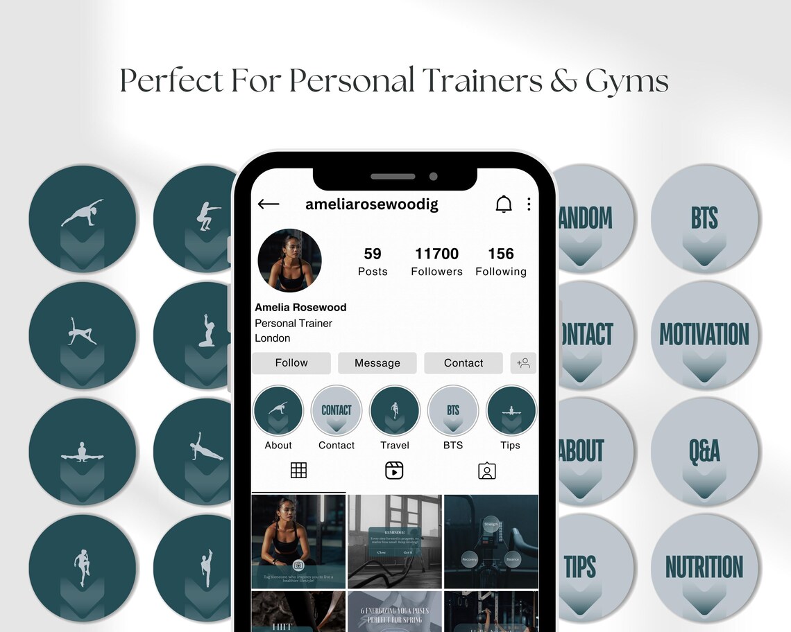 16 Ready-to-post Fitness Story Highlight Covers Instagram Icons Fitness ...