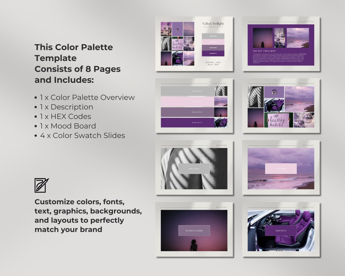 Color Palette With Hex Codes Purple Color Palette Modern Color Palette ...