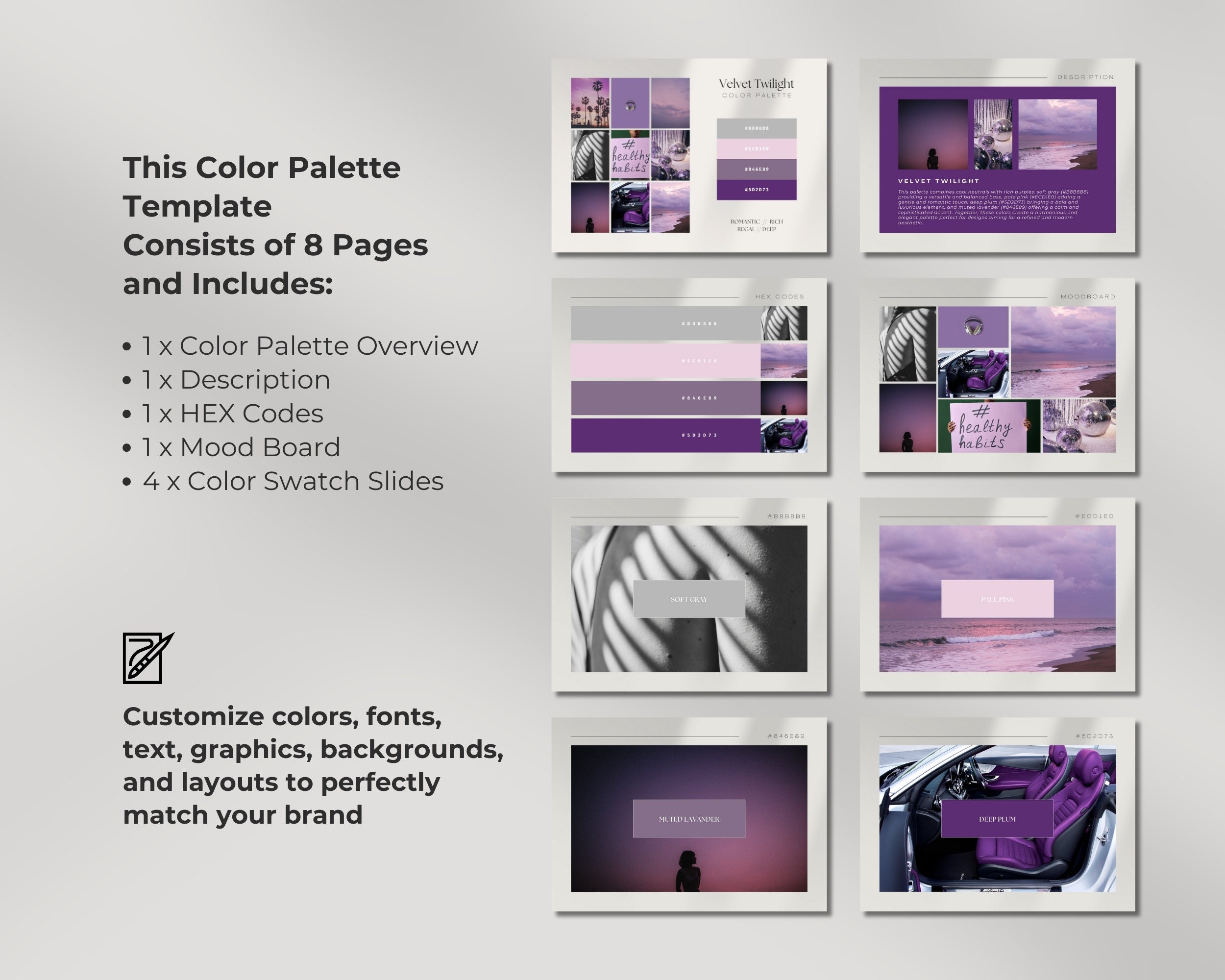 Color Palette With Hex Codes Purple Color Palette Modern Color Palette ...