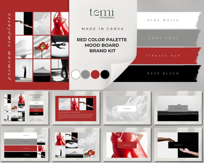 Red Color Palette Mood Board: Modern Branding Kit (digital Download) - Etsy
