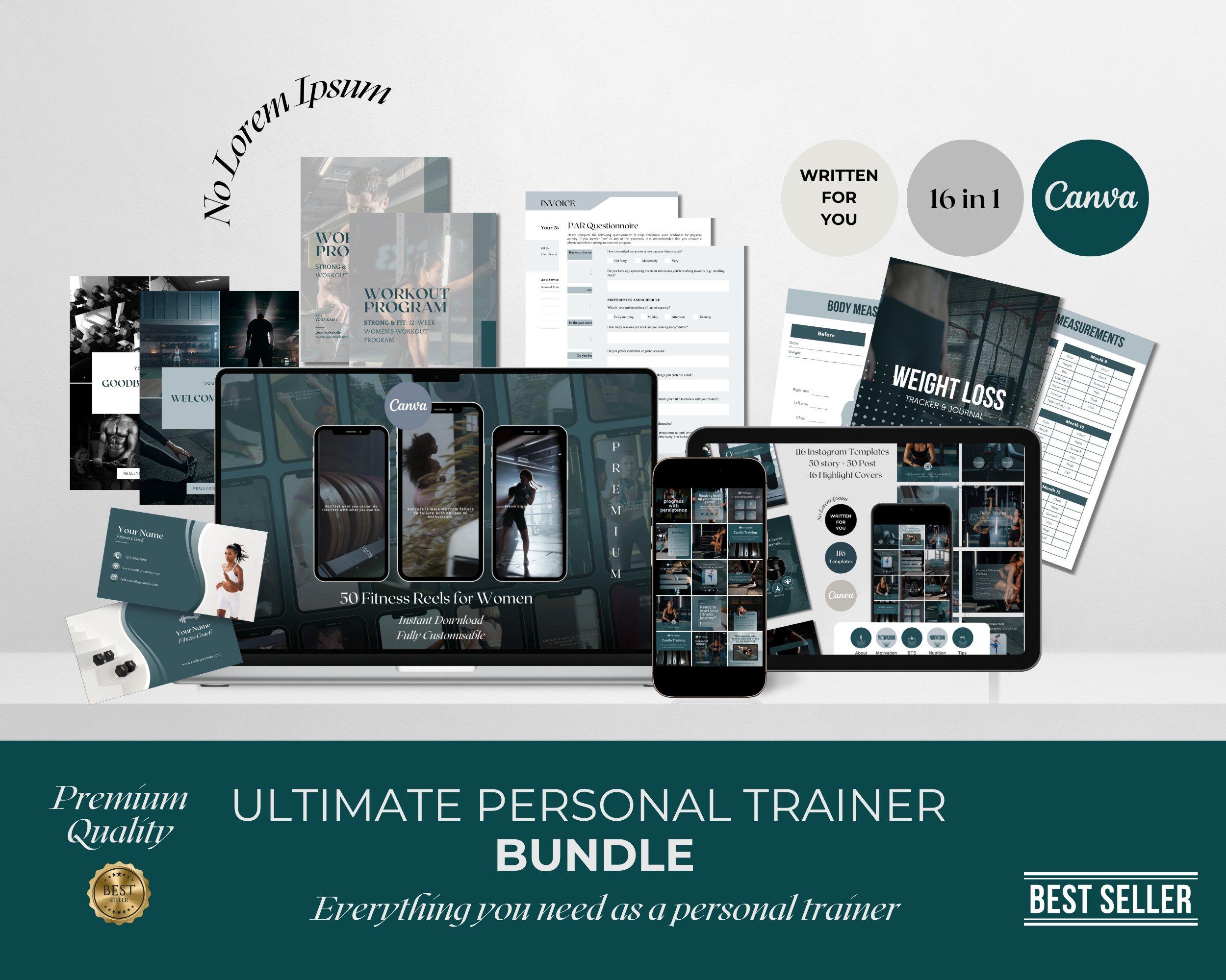 Personal Trainer Canva Template Kit: Client Forms, Social Media ...