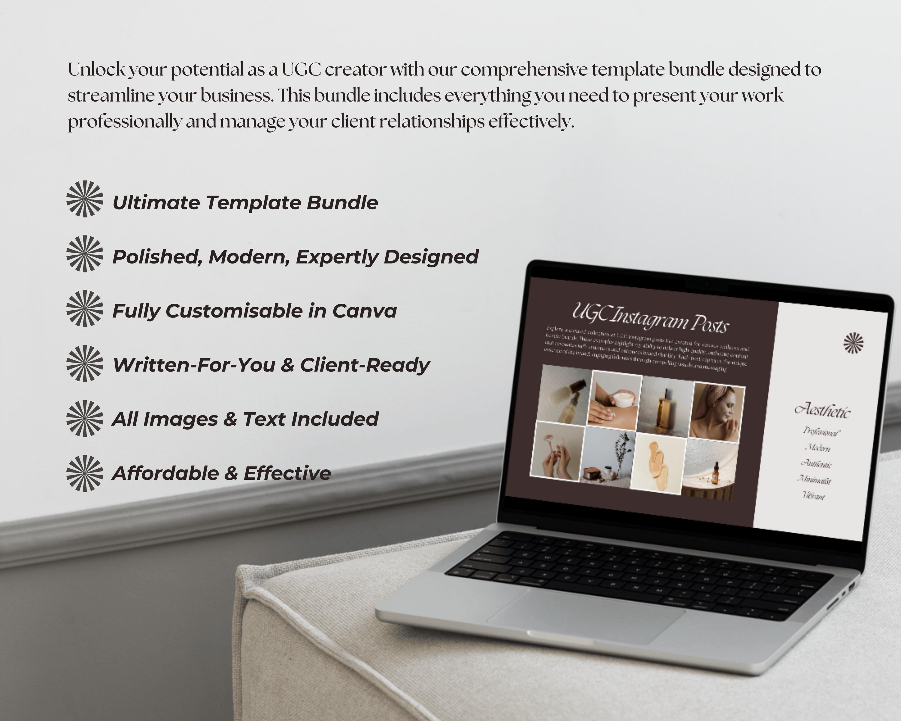 Ultimate UGC Creator Template Bundle: Portfolio, Rate Card, Agreement ...