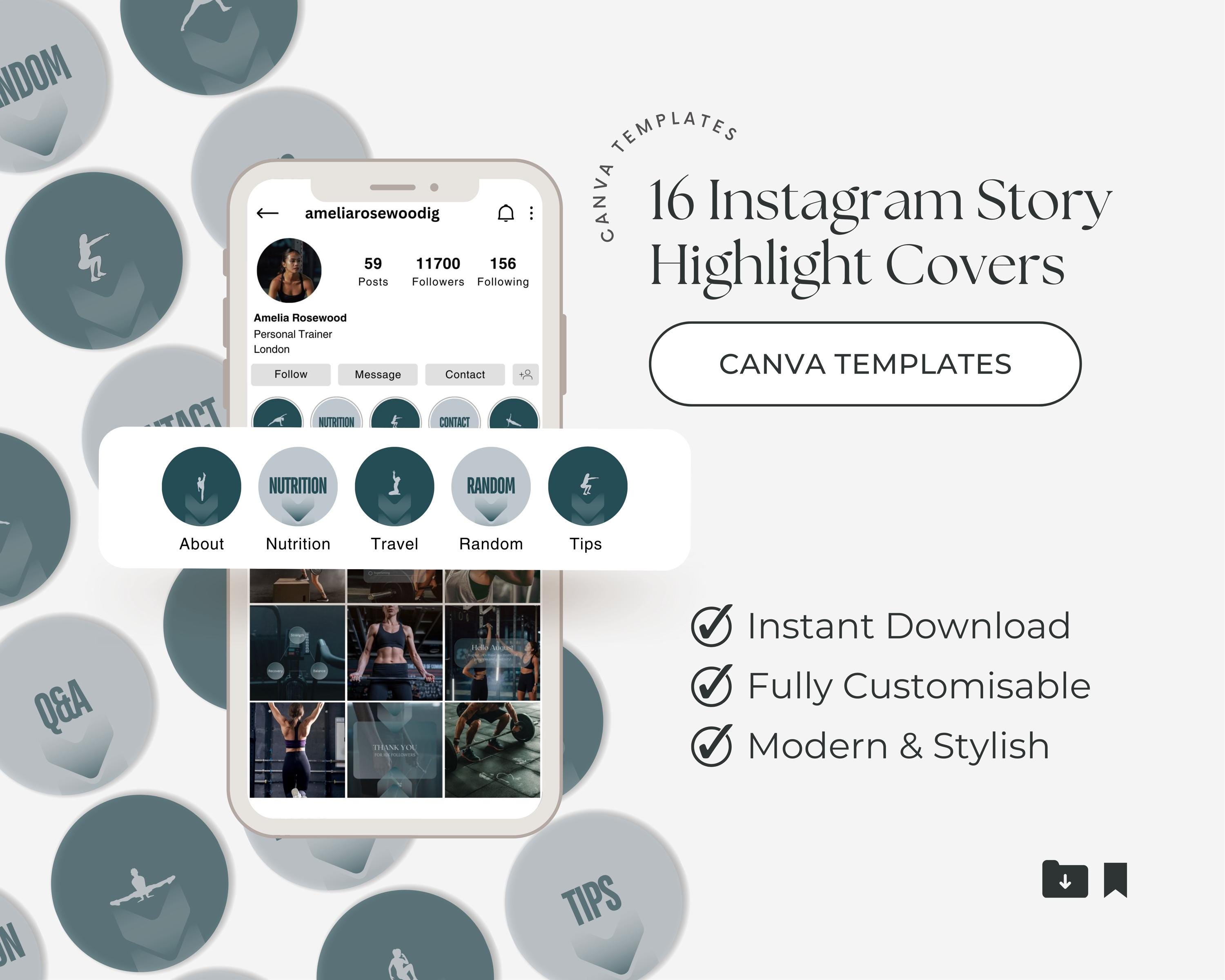 16 Ready-to-post Fitness Story Highlight Covers Instagram Icons Fitness ...