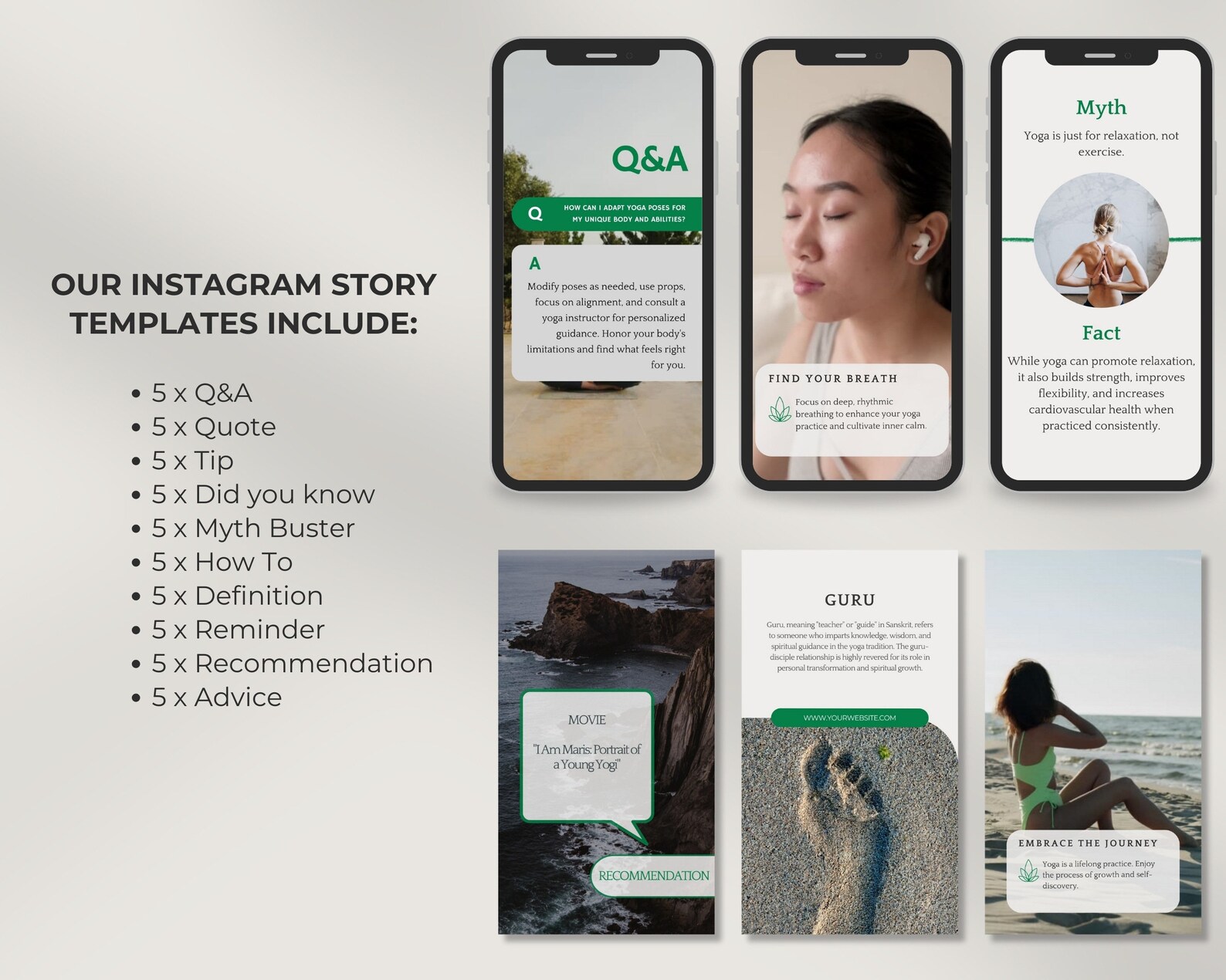 Instagram Template Bundle Post + Story 100 Templates Yoga Templates for ...
