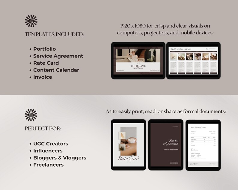 UGC Creator Template Bundle: Portfolio, Rate Card, & Agreement (canva ...