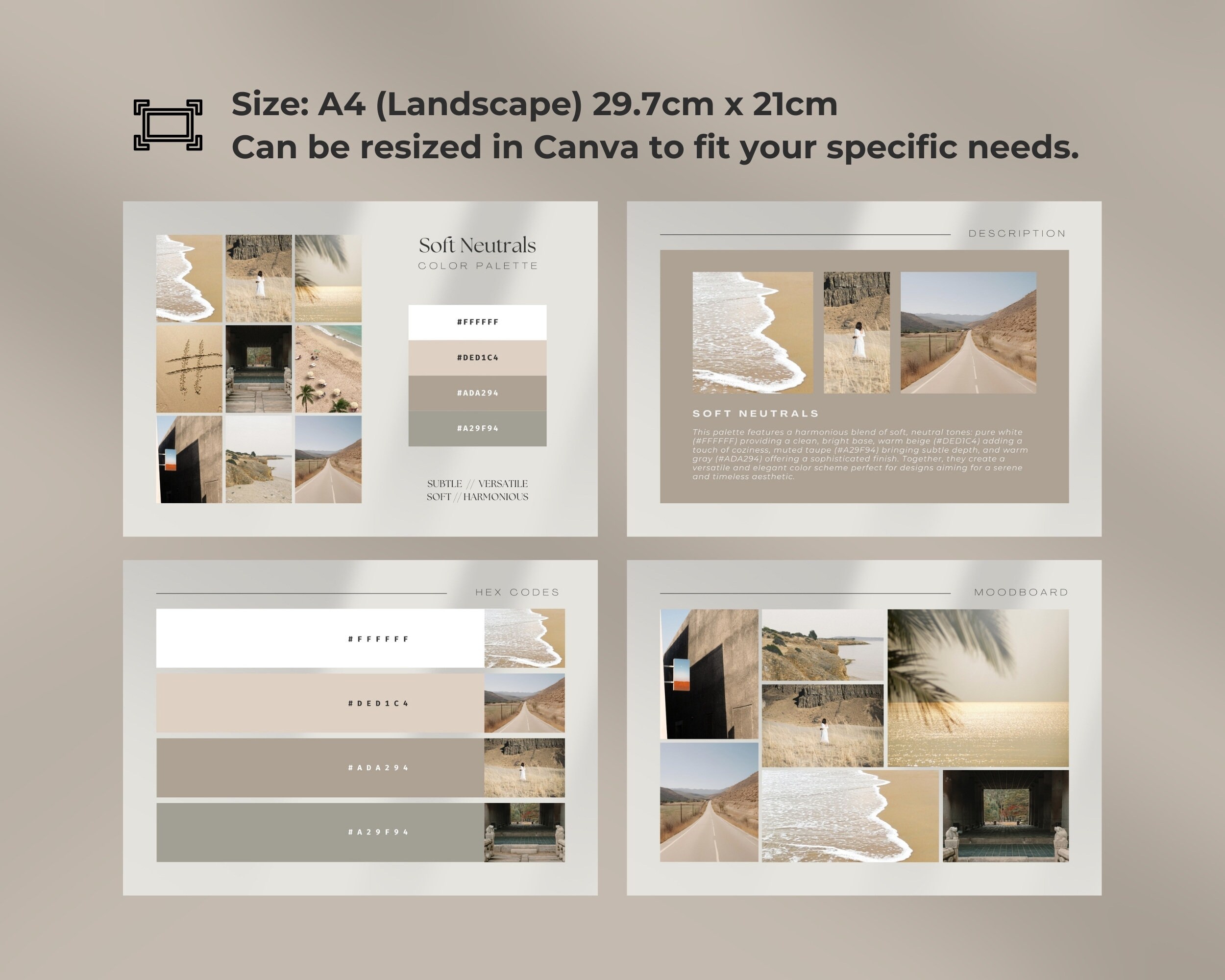 Neutral Color Palette: Modern Moodboard Template With Hex Codes ...