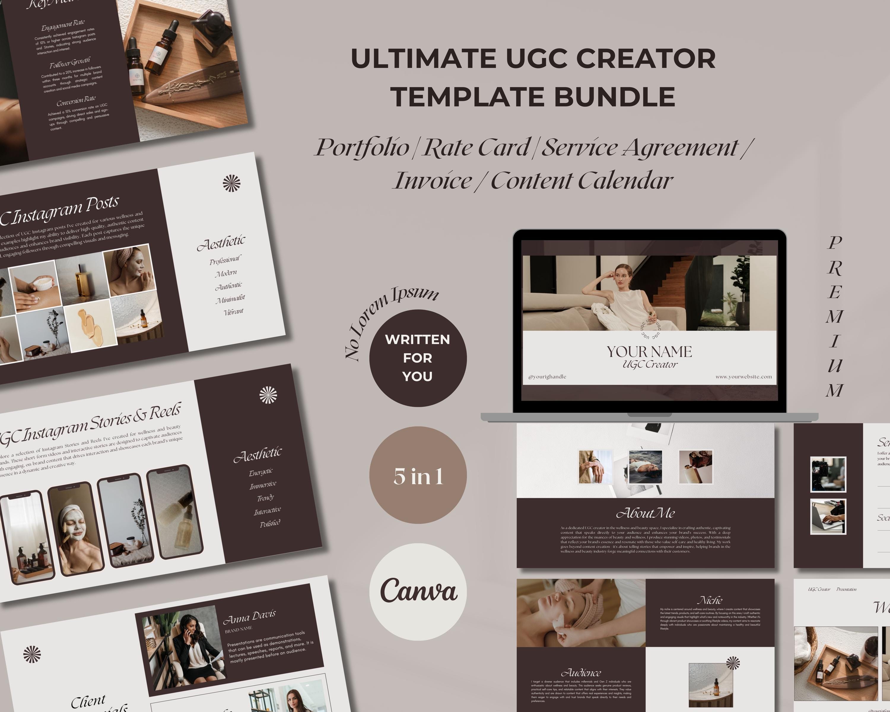 Ultimate UGC Creator Template Bundle: Portfolio, Rate Card, Agreement ...