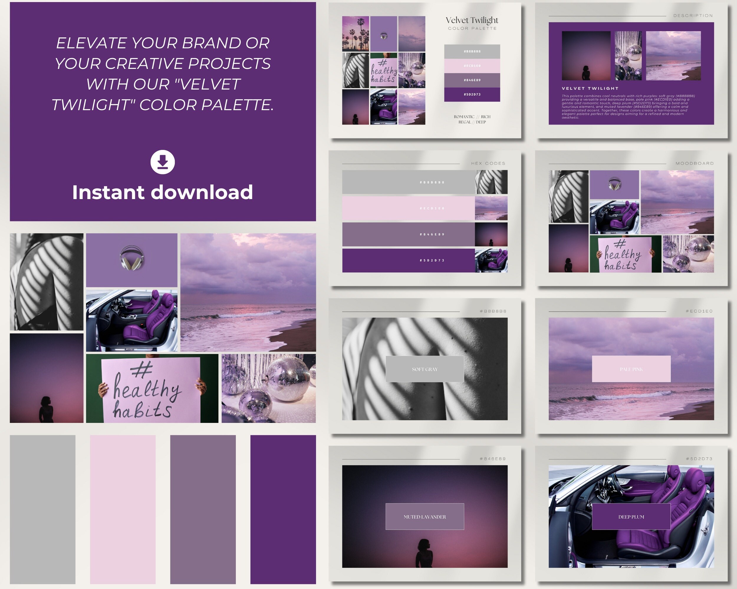 Color Palette With Hex Codes Purple Color Palette Modern Color Palette ...