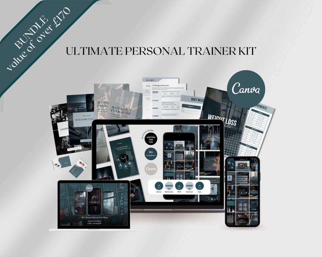 Personal Trainer Kit | Canva Templates Bundle for Fitness Coach ...