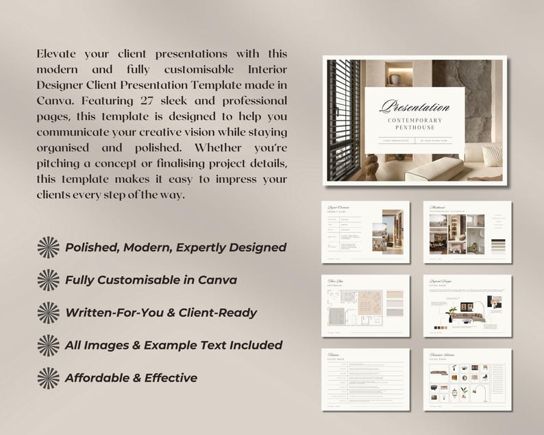 Interior Design Client Presentation Template: Modern Canva Project ...