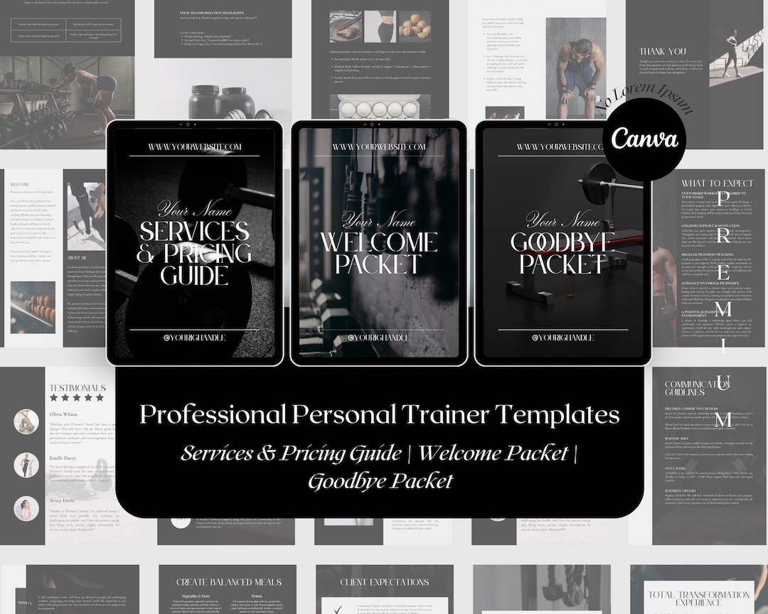 Personal Trainer Canva Templates: Welcome Packet, Pricing Guide ...