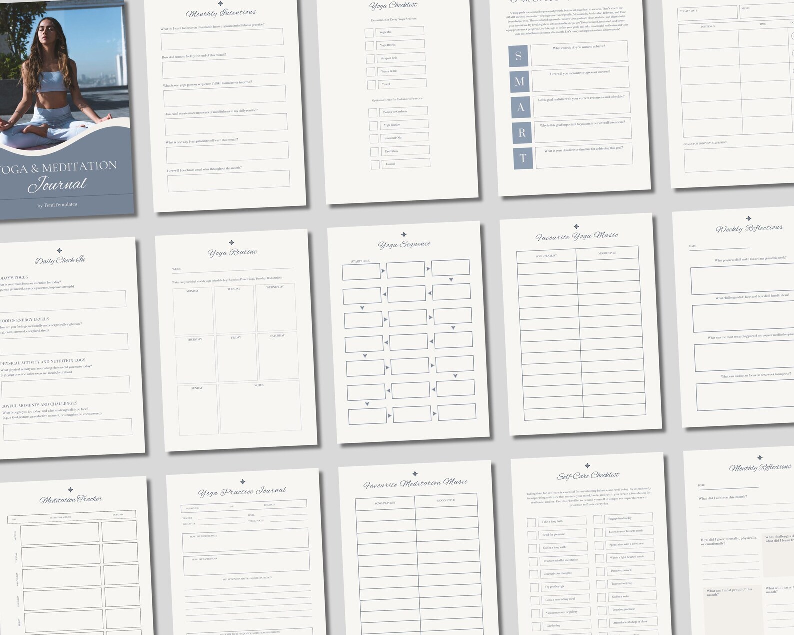 21 Page Printable Yoga & Meditation Journal Yoga Planner Meditation ...