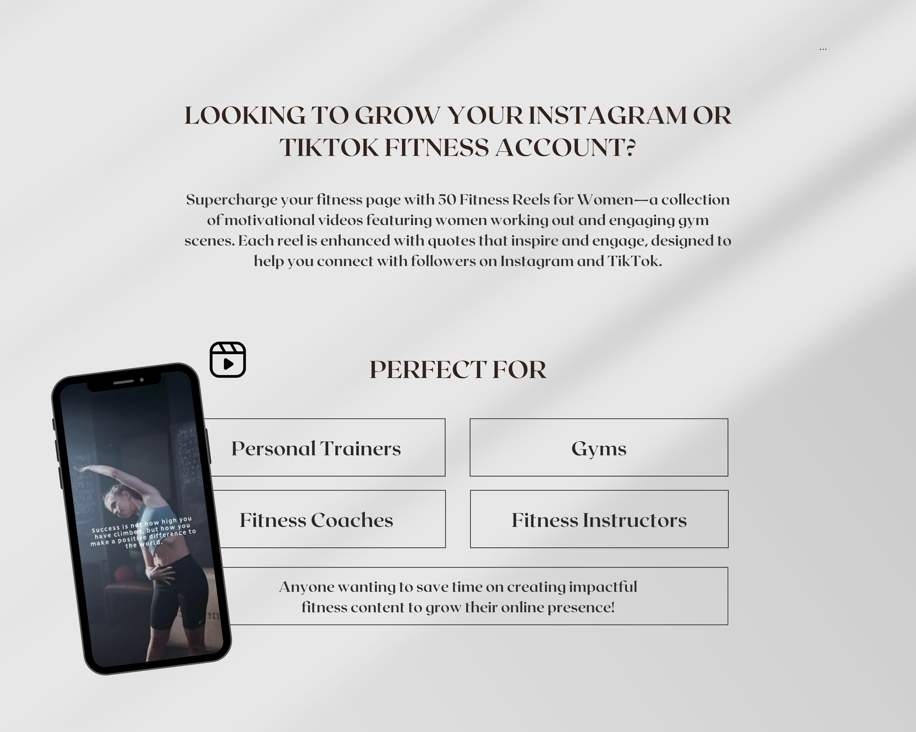 50 Fitness Reels for Women: Gym & Workout Videos (canva Editable) - Etsy