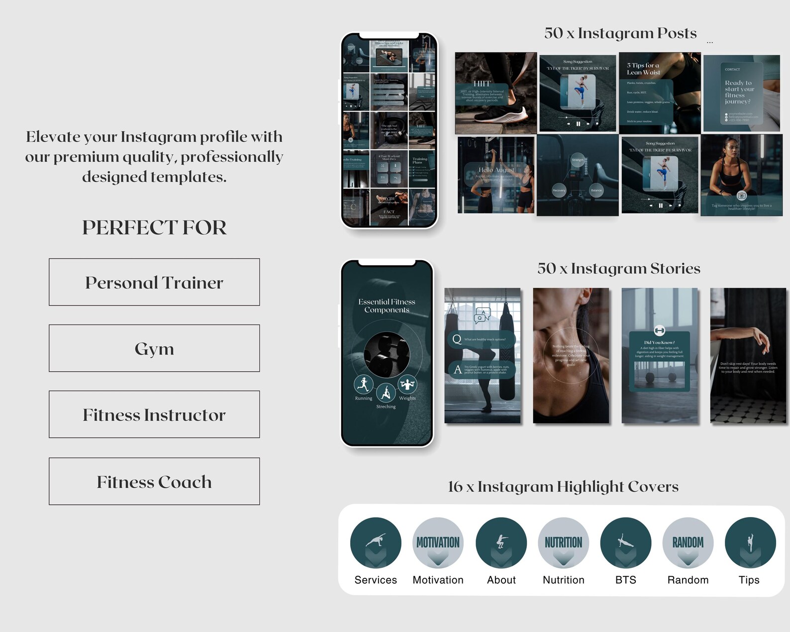 Personal Trainer Instagram Templates: Fitness IG Bundle (116 Post ...