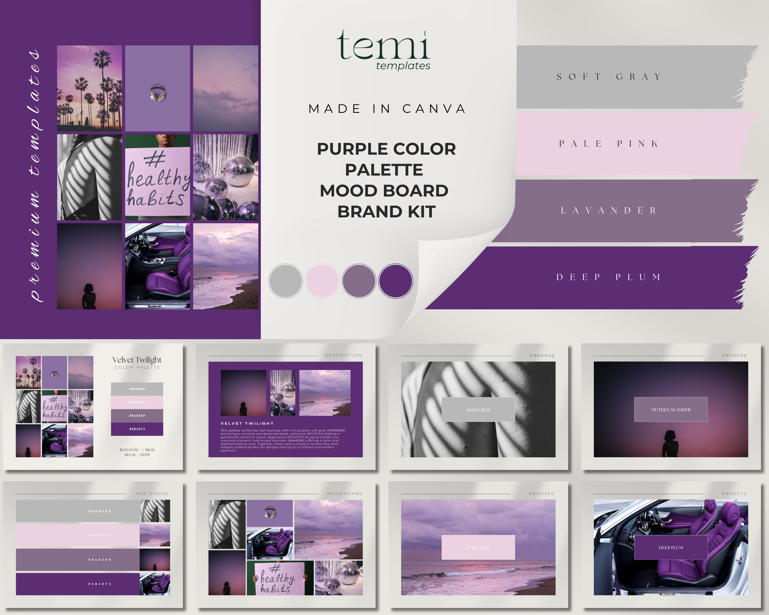 Color Palette With Hex Codes Purple Color Palette Modern Color Palette ...
