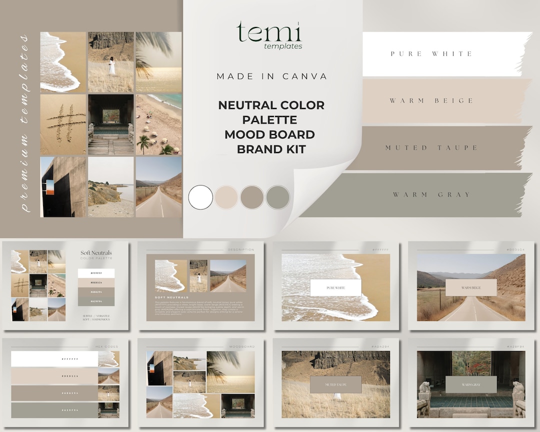 Neutral Color Palette: Modern Moodboard Template With Hex Codes ...