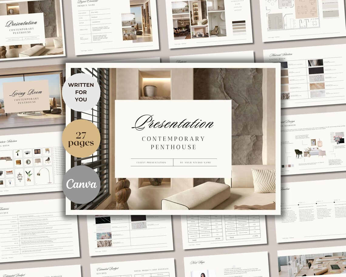Interior Design Client Presentation Template: Modern Canva Project ...